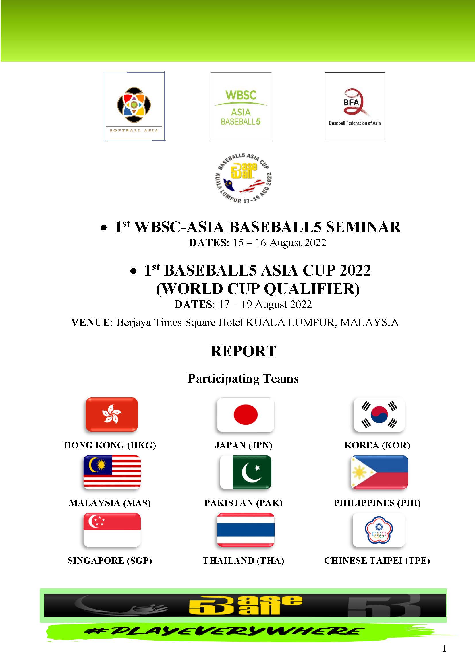 Baseball5 Tournament Reports - SOFTBALL ASIA